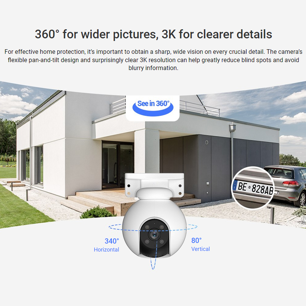 Ezviz H8 Pro 5MP 3K Wifi Camera Super Sharp Color Night Vision Two Way Talk Auto Tracking ...