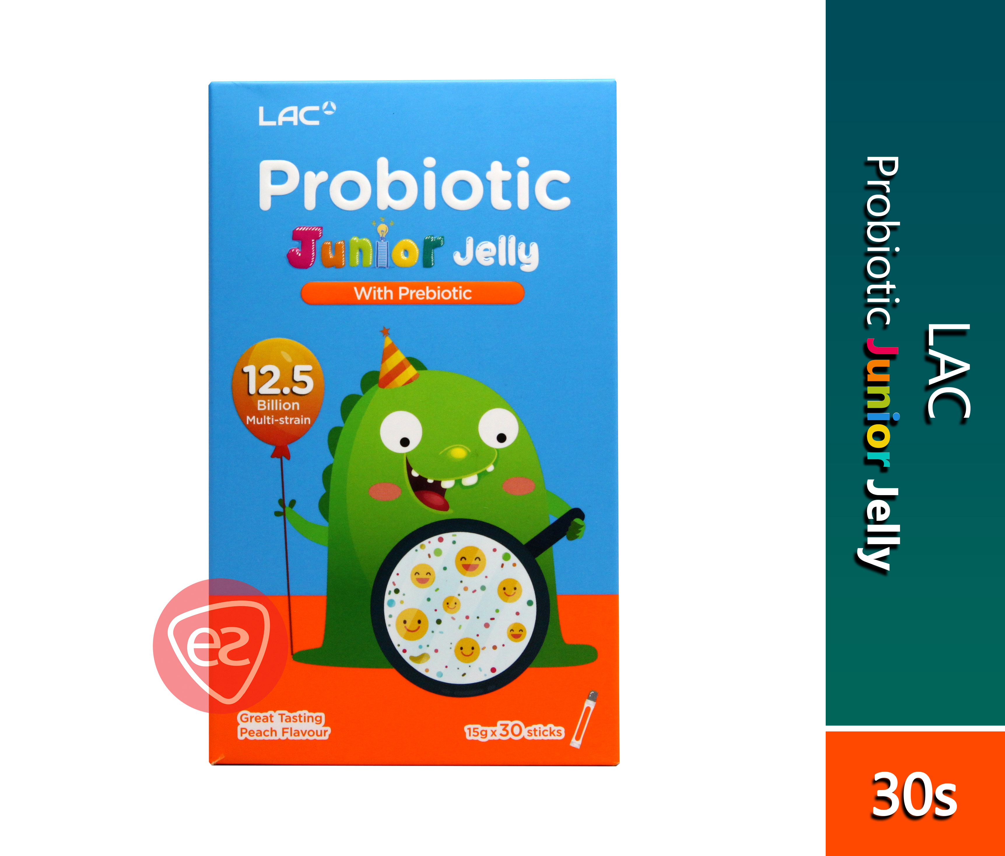 LAC Probiotic Junior With Prebiotic (12.5 Billion CFUs) (Jelly 15g x 30 Sticks In Peach Flavour ...