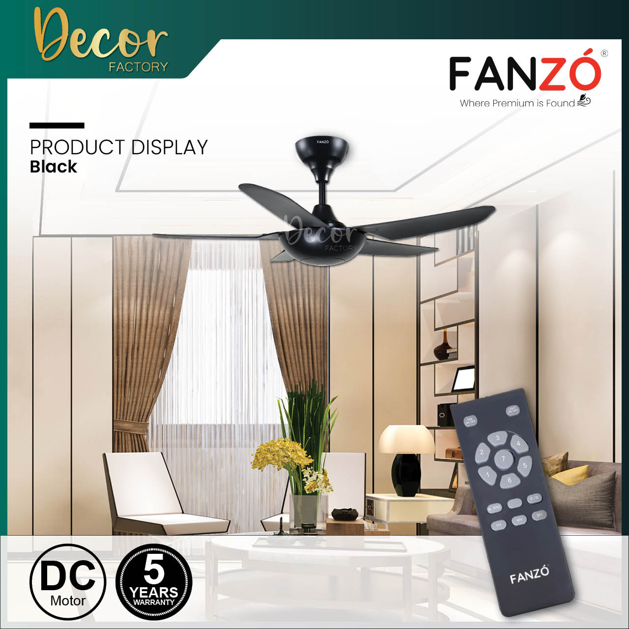 [NEW 2024] FANZÓ Fan FANZO HUNTER BABY 42" 5 Blades DC Motor 7 Forward+7 Reverse Remote Control ...