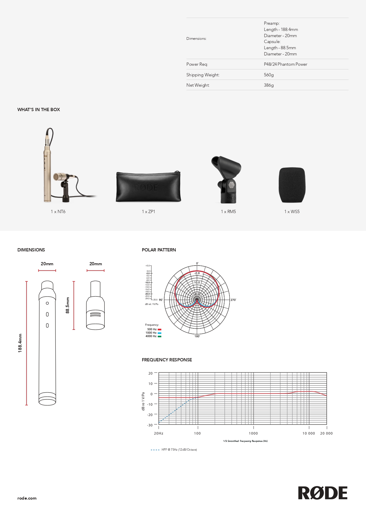 RODE NT6 PREMIUM SMALL-DIAPHRAGM CONDENSER MICROPHONE WITH REMOTE ...