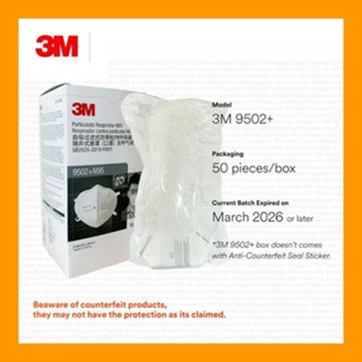 3M 9502+ 3M 9010CN N95 HEAD STRAP PARTICULAR DISPOSABLE RESPIRATOR FACE ...