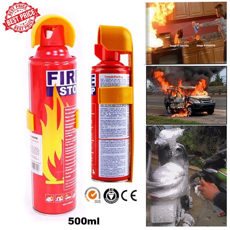 (500ml) Portable Mini Car Fire Extinguisher Fire Stop Foam Spray Fire ...