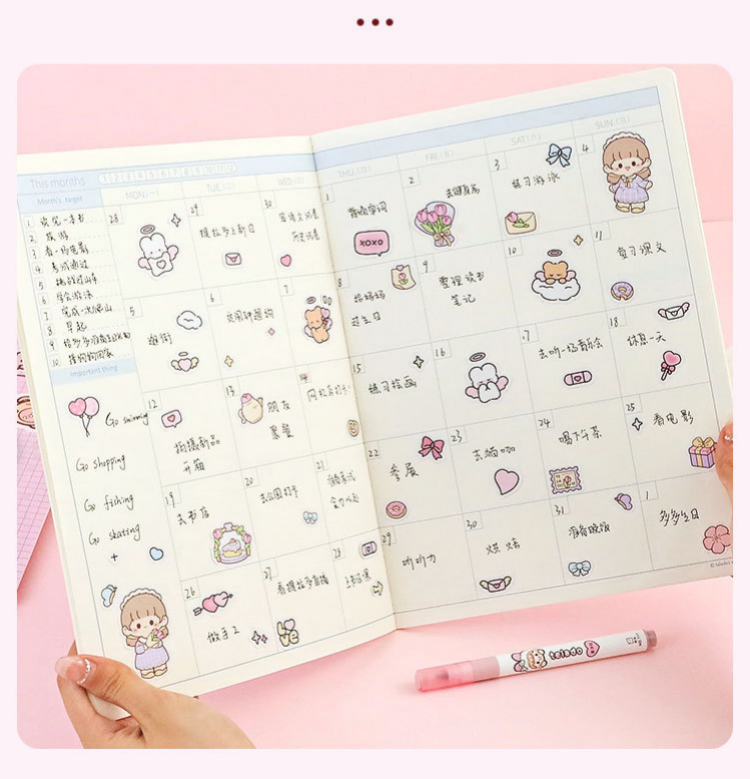 TLD Cute A4 Size Perpetual Calendar Year Planner Annual Plan Book ...