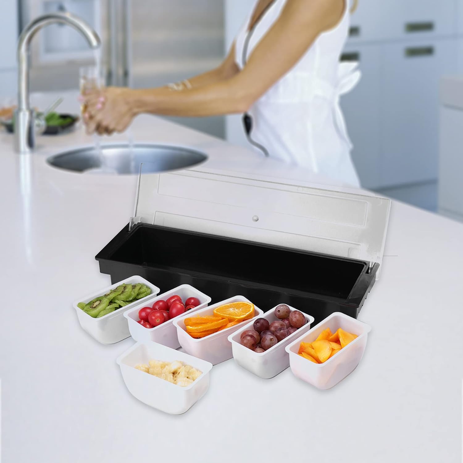 Condiments Dispenser 3/4/5/6 Compartments Holder Spice Fruits Food ...