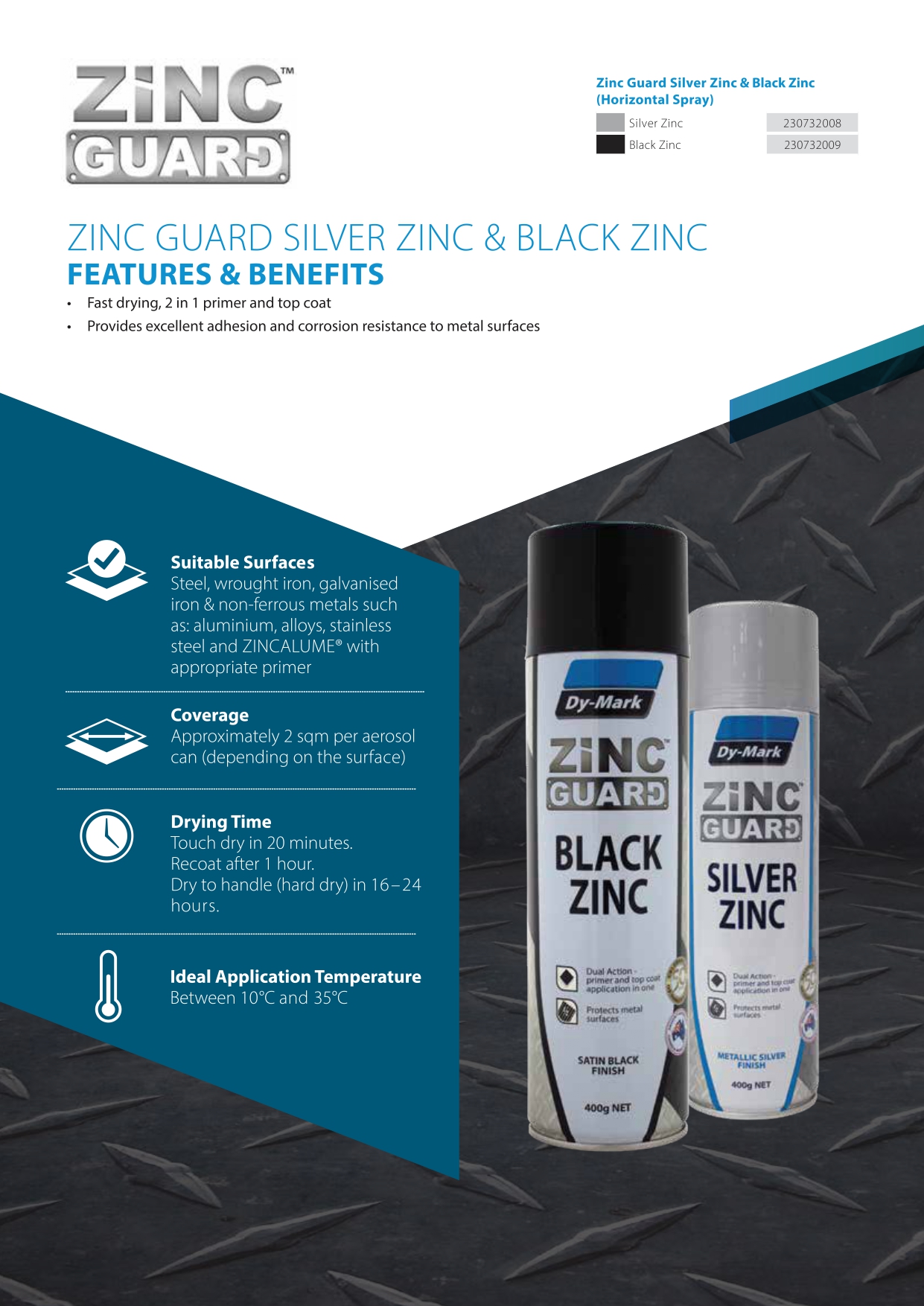 Dy-Mark Zinc Guard Silver Zinc Fast Drying Epoxy-Based Metallic Zinc ...