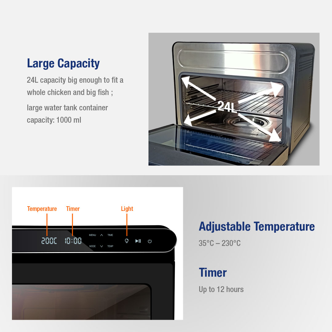 HETCH Q9 Superheated Combi Steam Oven Air Fryer Ketuhar Stim Gabungan ...