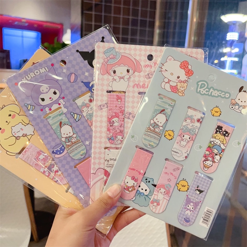 Sanrio Magnetic Bookmark 6Pcs/Set Mymelody Kuromi Cinnamoroll Cute ...