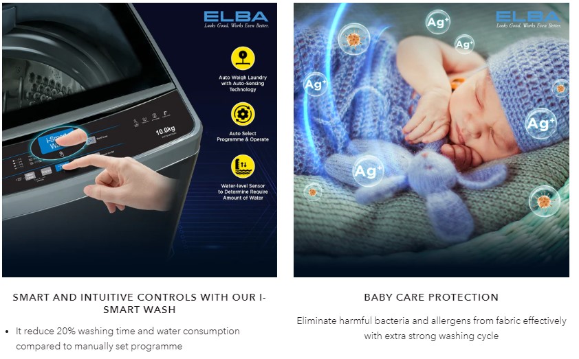 ELBA 12KG Top Loading Fully Automatic Washing Machine EWT-N1287D(GR ...