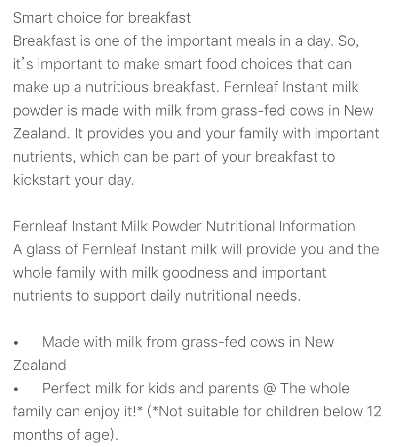 Fernleaf Instant Milk Powder 550g | Shopee Malaysia