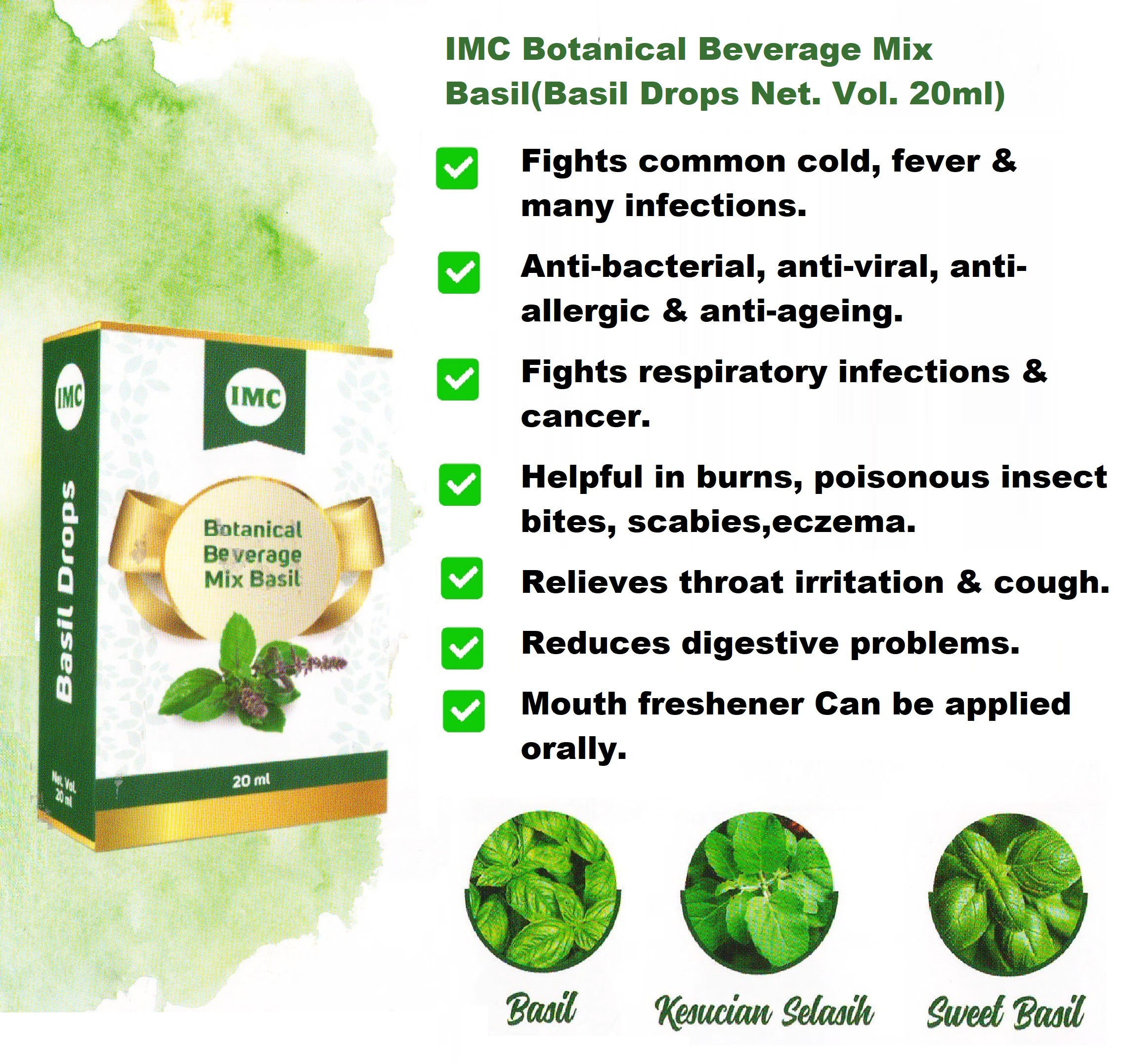 IMC Minuman Botani Campuran Selasih / IMC Botanical Beverage Mix Basil ...