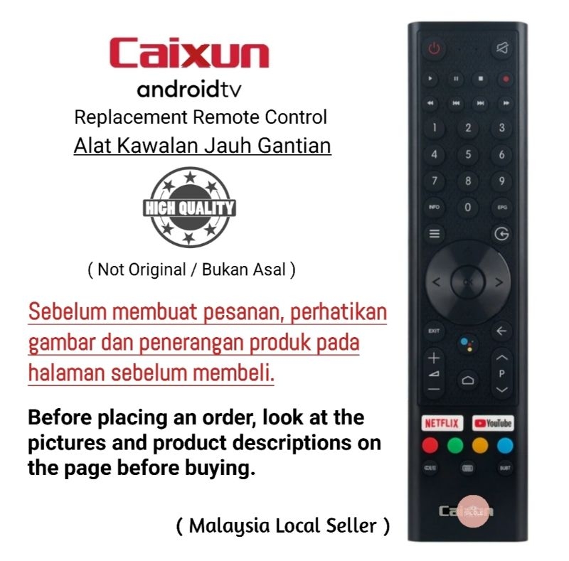 Caixun android LED TV Replacement Remote Control With YouTube & Netflix ...