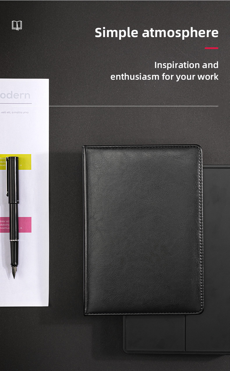 Deli Leather Cover Notebook 25K 160 Pages A5 Size Black Note Pad ...