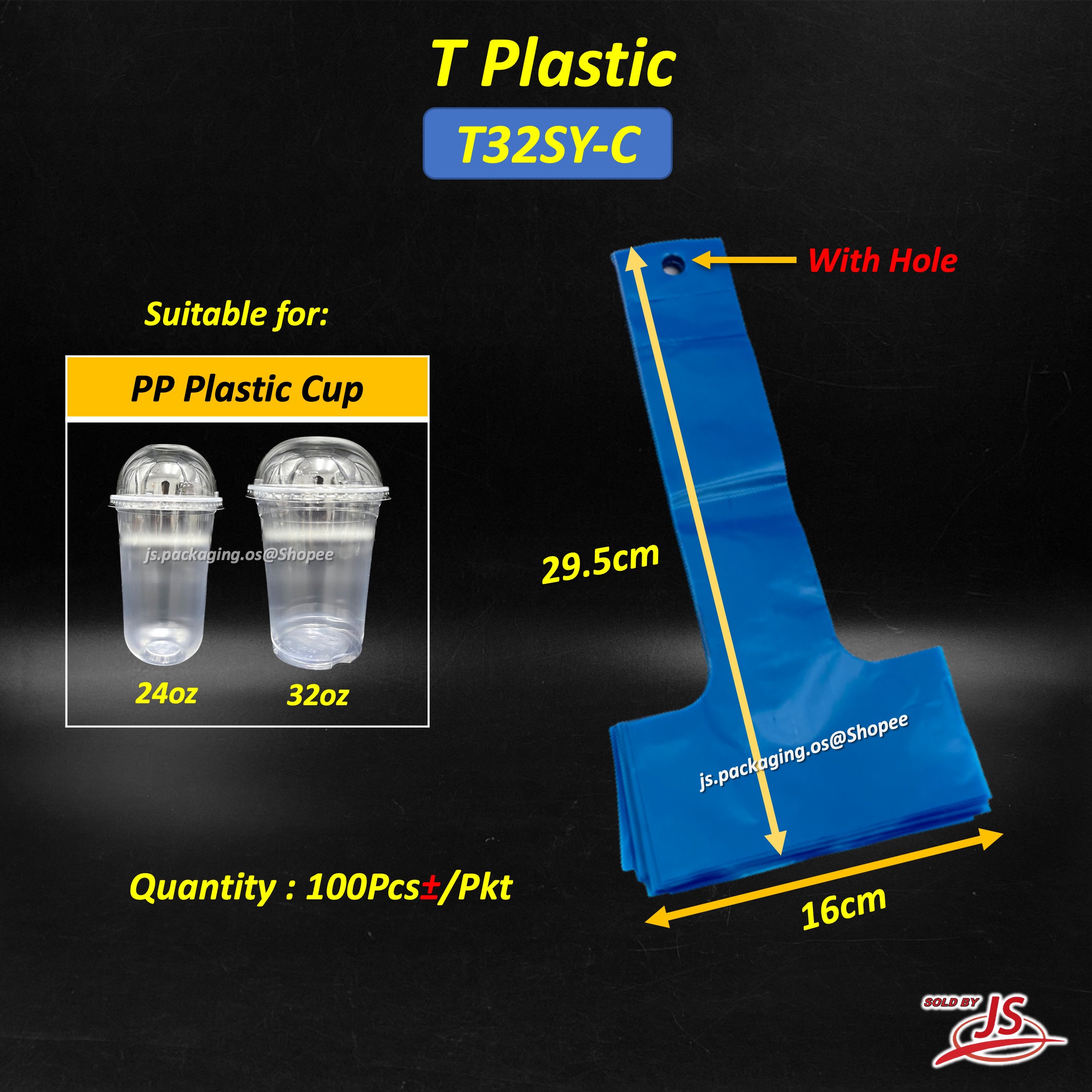Plastik T Bag For 14/16/20/22/24/32oz Coffee Cup /Plastic cup/Plastic ...