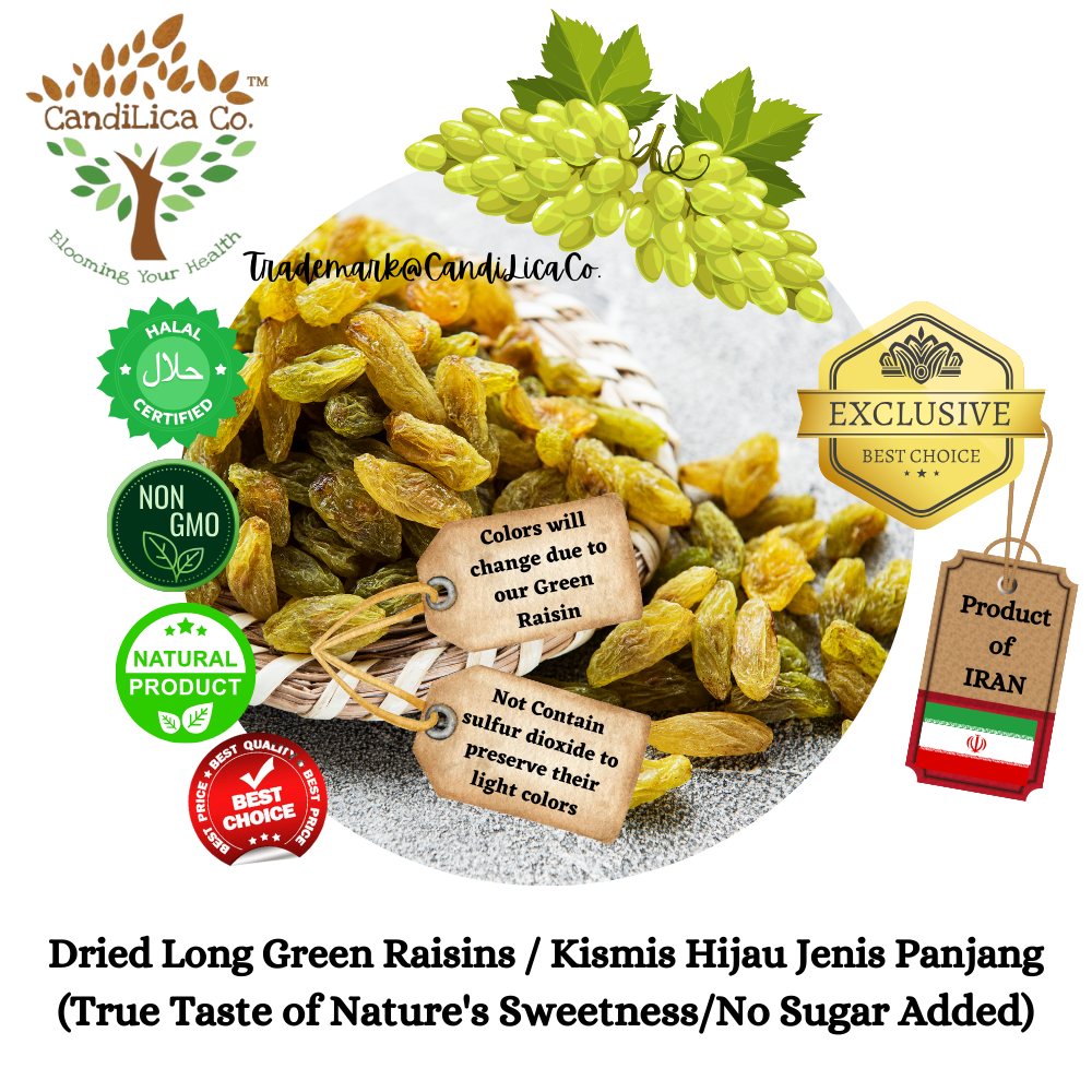 Long Green Raisins | Kismis Hijau Panjang | 绿葡萄干 – CandiLica Co. – Iran ...