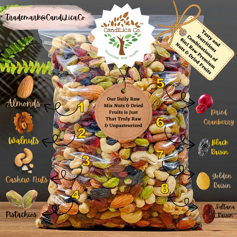 CandiLica Co. Daily Raw Mix Nuts & Dried Fruits (Unroasted)/Campuran ...