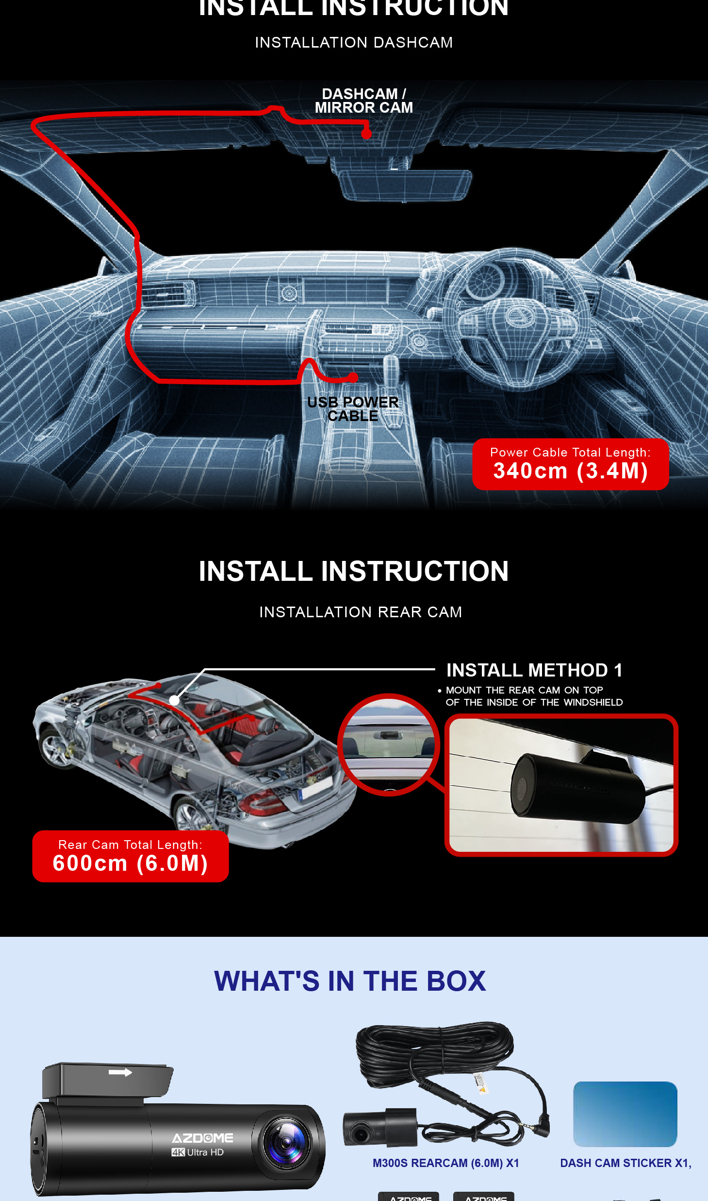 AZDOME M300S 2160P/4K Ultra HD Front DashCam Night Vision Smart Voice ...