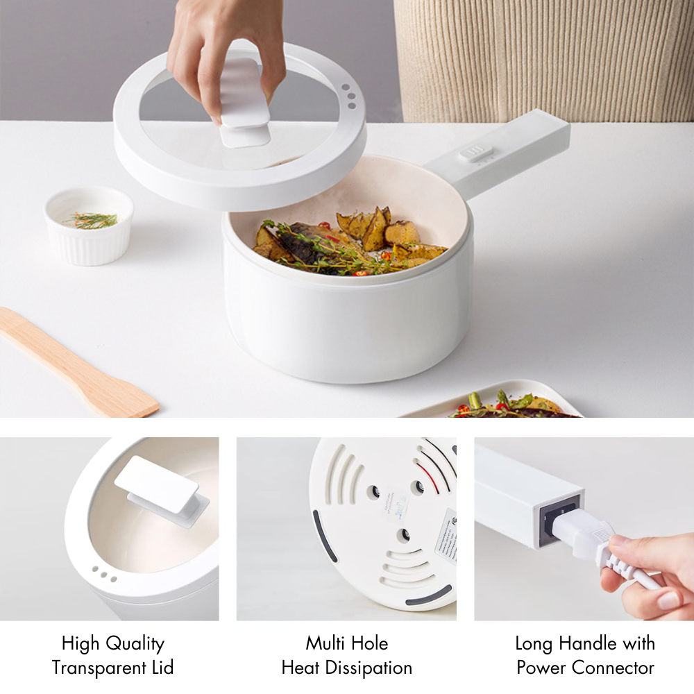 Olayks 1.5L 2L Multifunction Electric Cooker with Steamer Non-Stick Pot 700W Fast Heating Hot ...