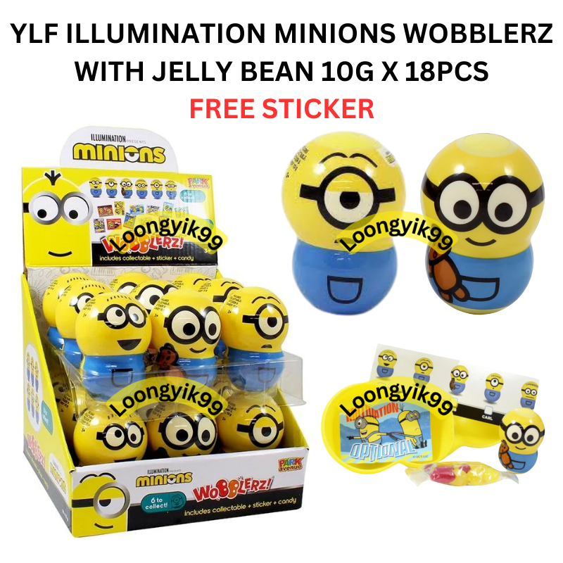 YLF ILLUMINATION MINIONS WOBBLERZ WITH JELLY BEAN FREE STICKER 10G X ...
