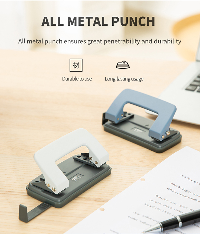 Deli Paper Puncher 2 Hole Punch with Lock Switch and Measurement Ruler ...