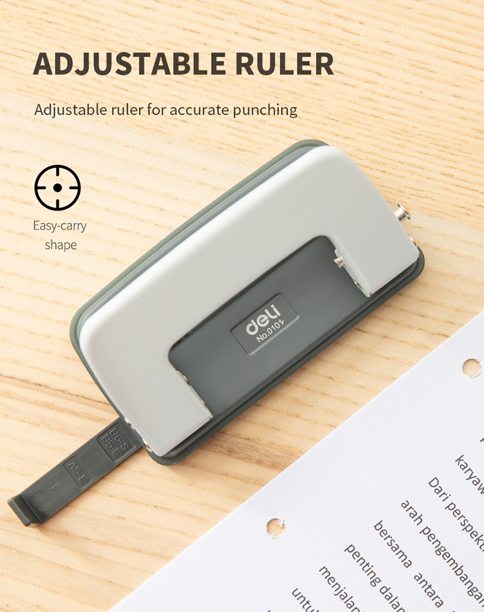 Deli Paper Puncher 2 Hole Punch with Lock Switch and Measurement Ruler ...