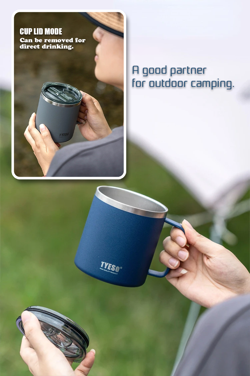 TYESO TS-8789B Classic Insulated Thermal Coffee Cup 400ml With Handle 304 Cawan Kopi Office ...