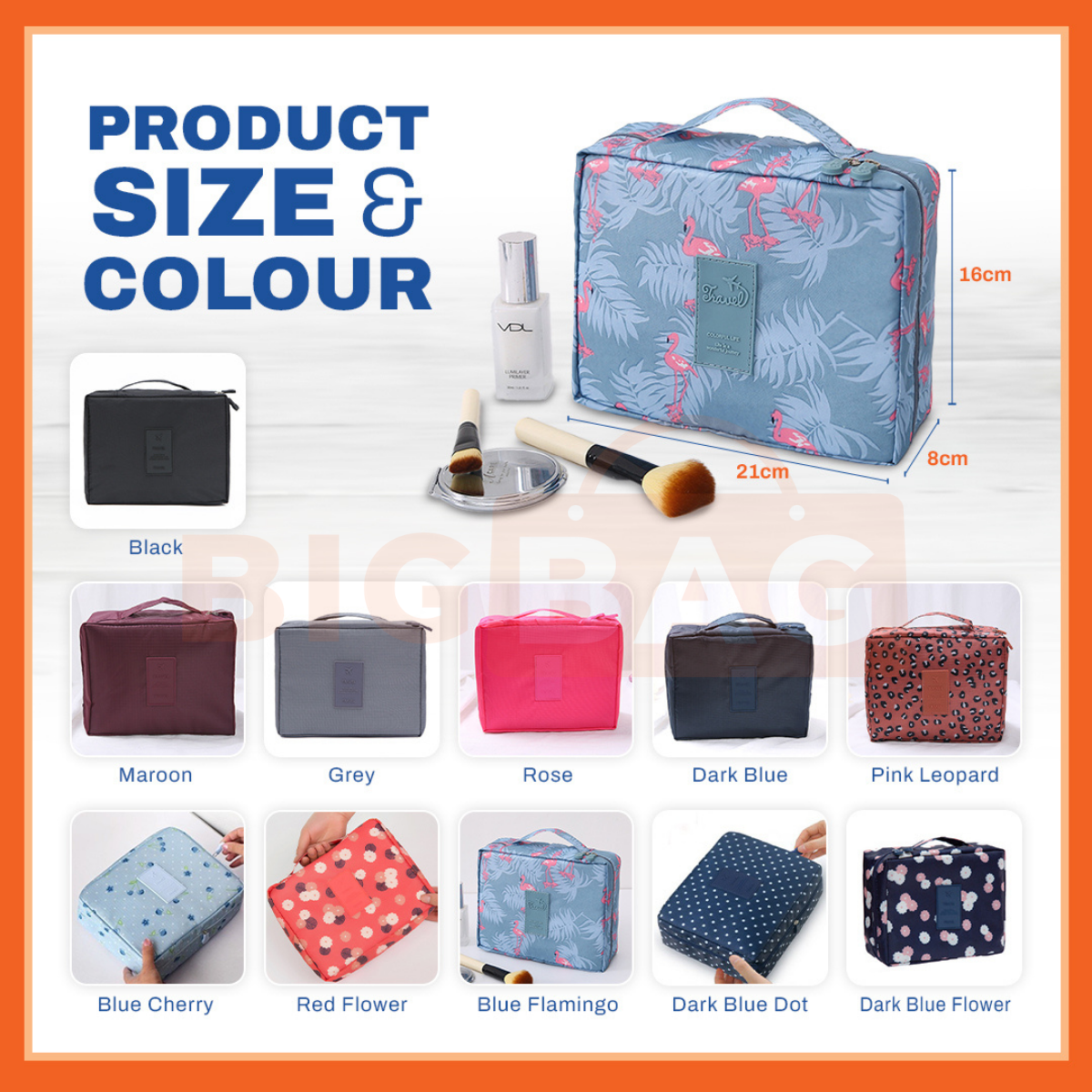 Travel Makeup Bag Cosmetic Pouch Beg Makeup Besar Travel Toiletries Bag ...