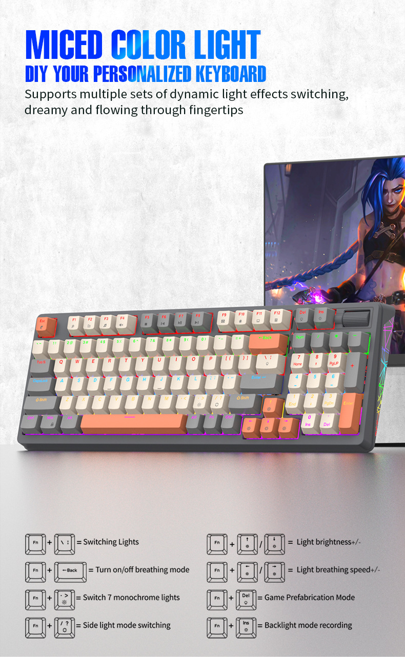 XUNFOX K85 HOTSWAPABLE SWITCH & CAP 96 KEYS WITH VOLUME CONTROL 2 TONE ...