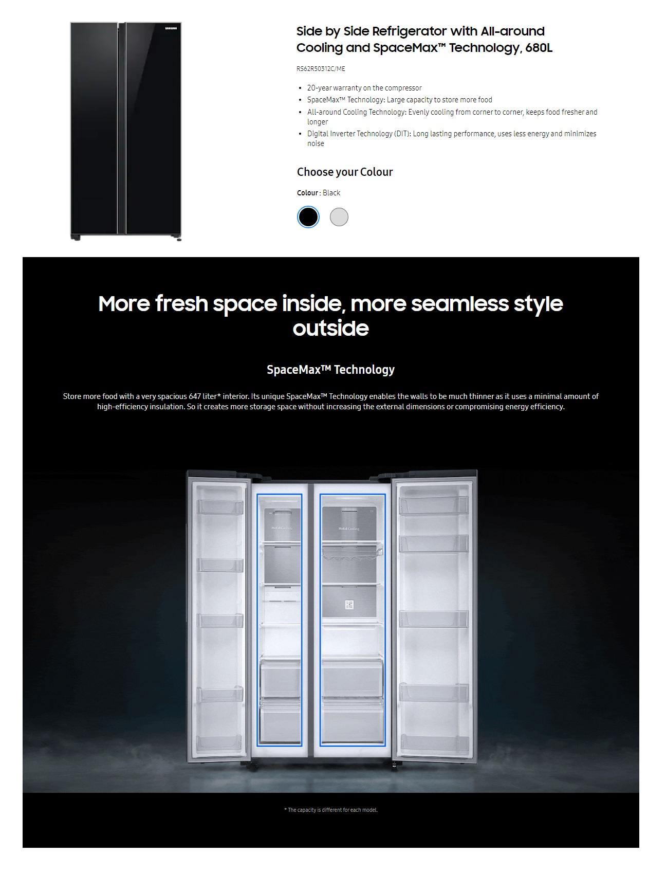 Samsung Fridge Side By Side 680L Refrigerator Inverter Peti Ais Peti Sejuk Side Door 对开门冰箱 ...