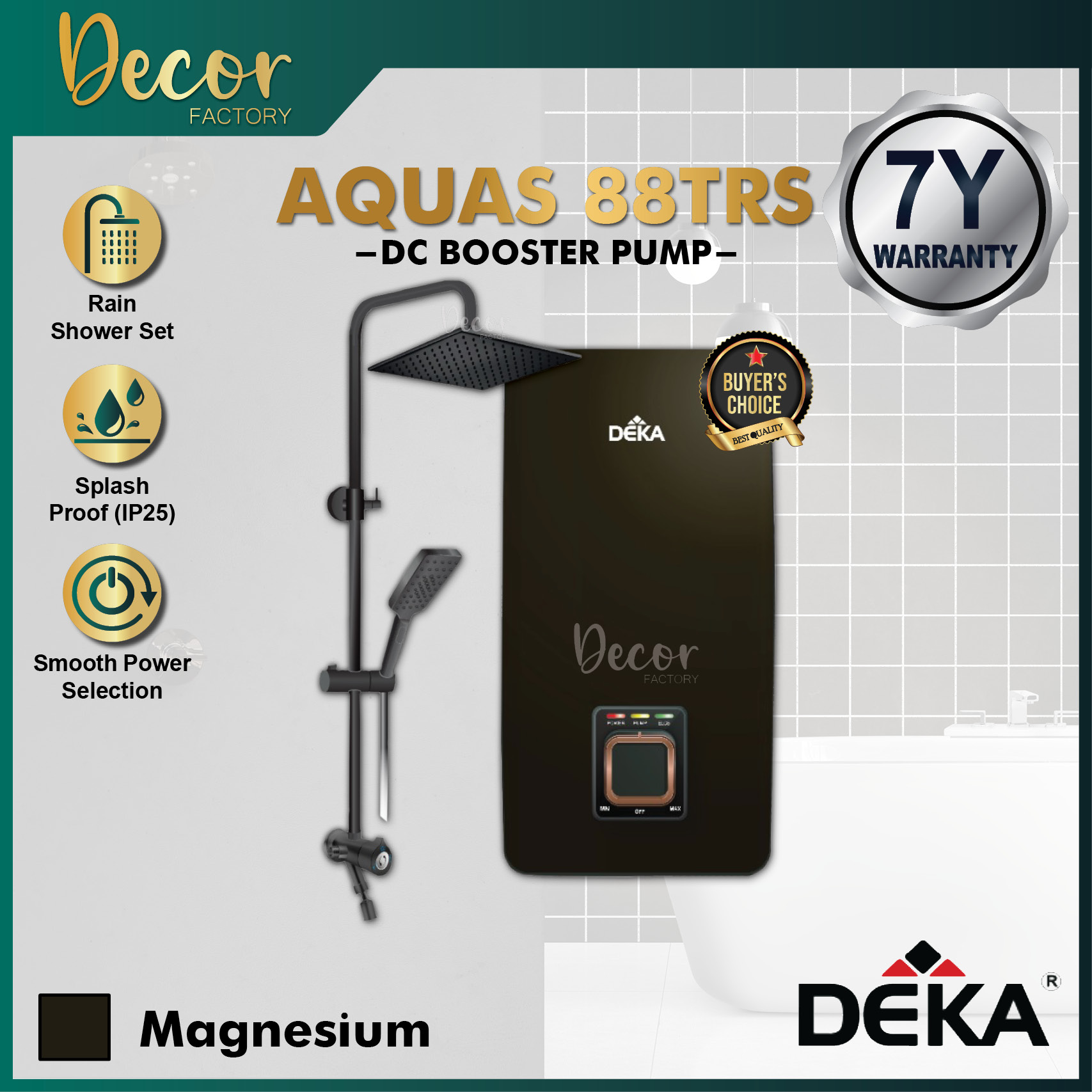DEKA AQUAS 88TRS DEKA Aquas Series Water Heater With Rainshower DC ...