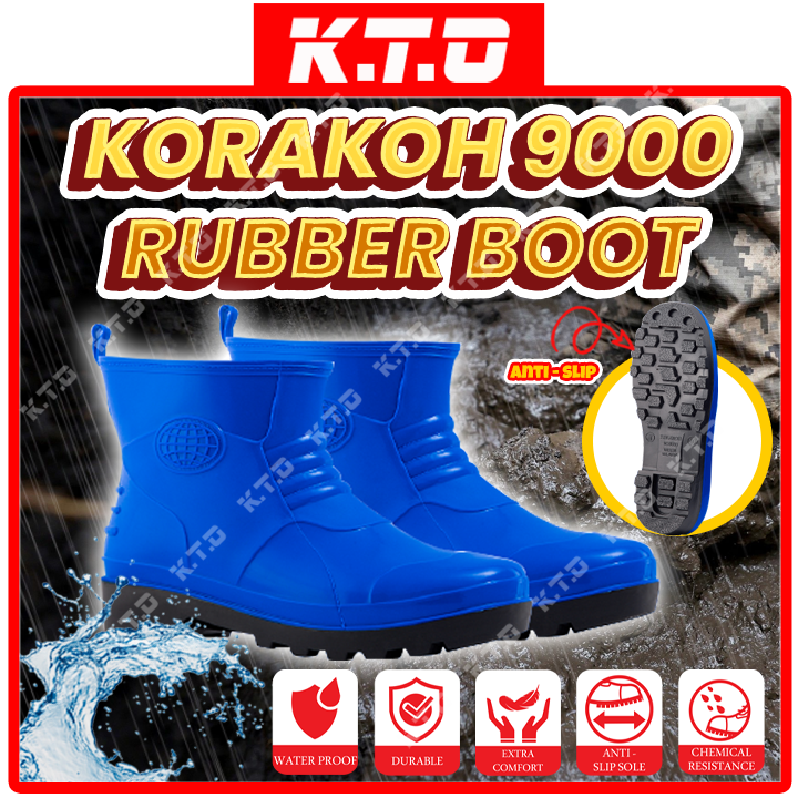 Korakoh 9000 Safety Rubber Boot Lowcut Blue Waterproof Oil And Chemical Resistance / Kasut Kerja ...