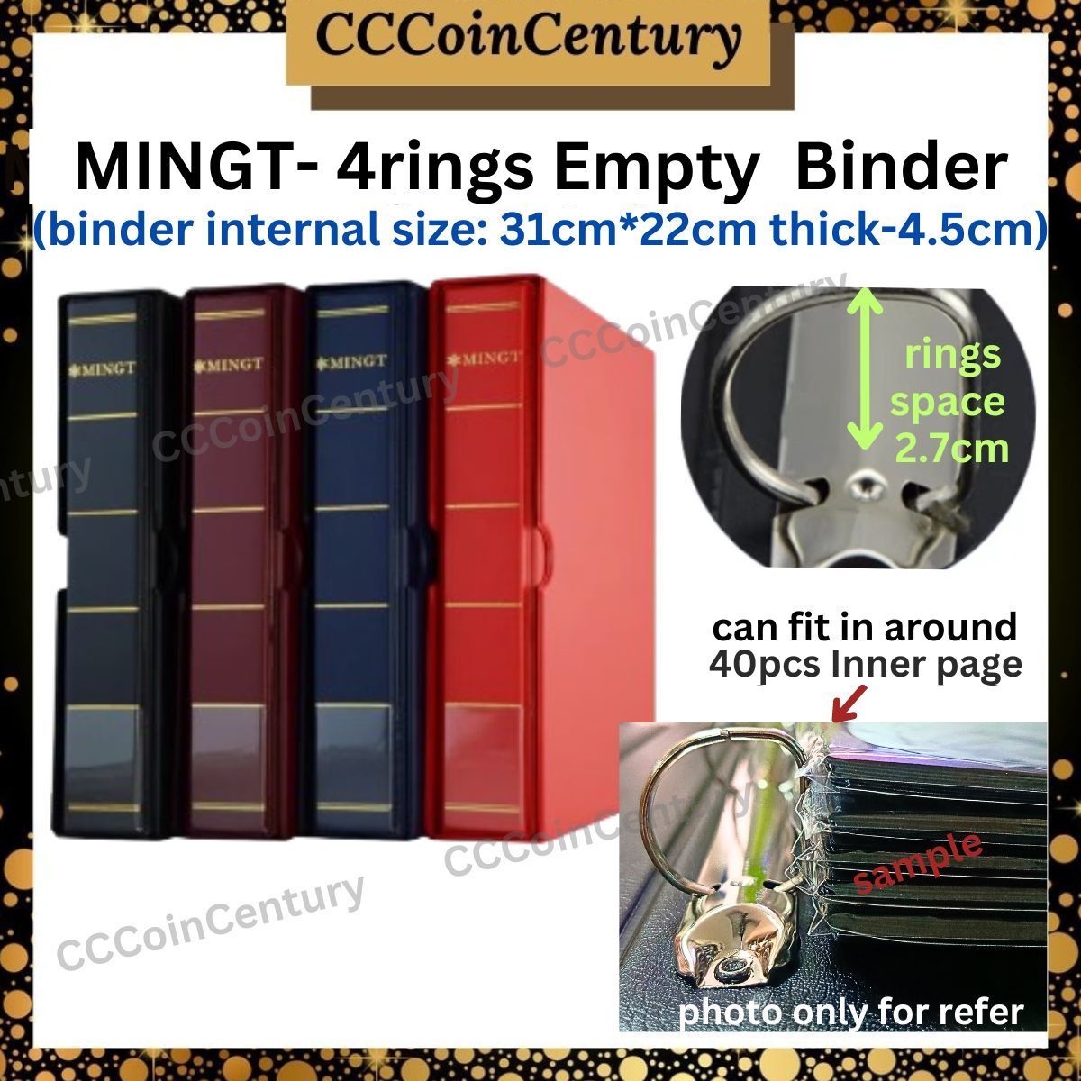 MINGT 4 rings Empty Binder Folder (can fit in around 40pcs inner page ...