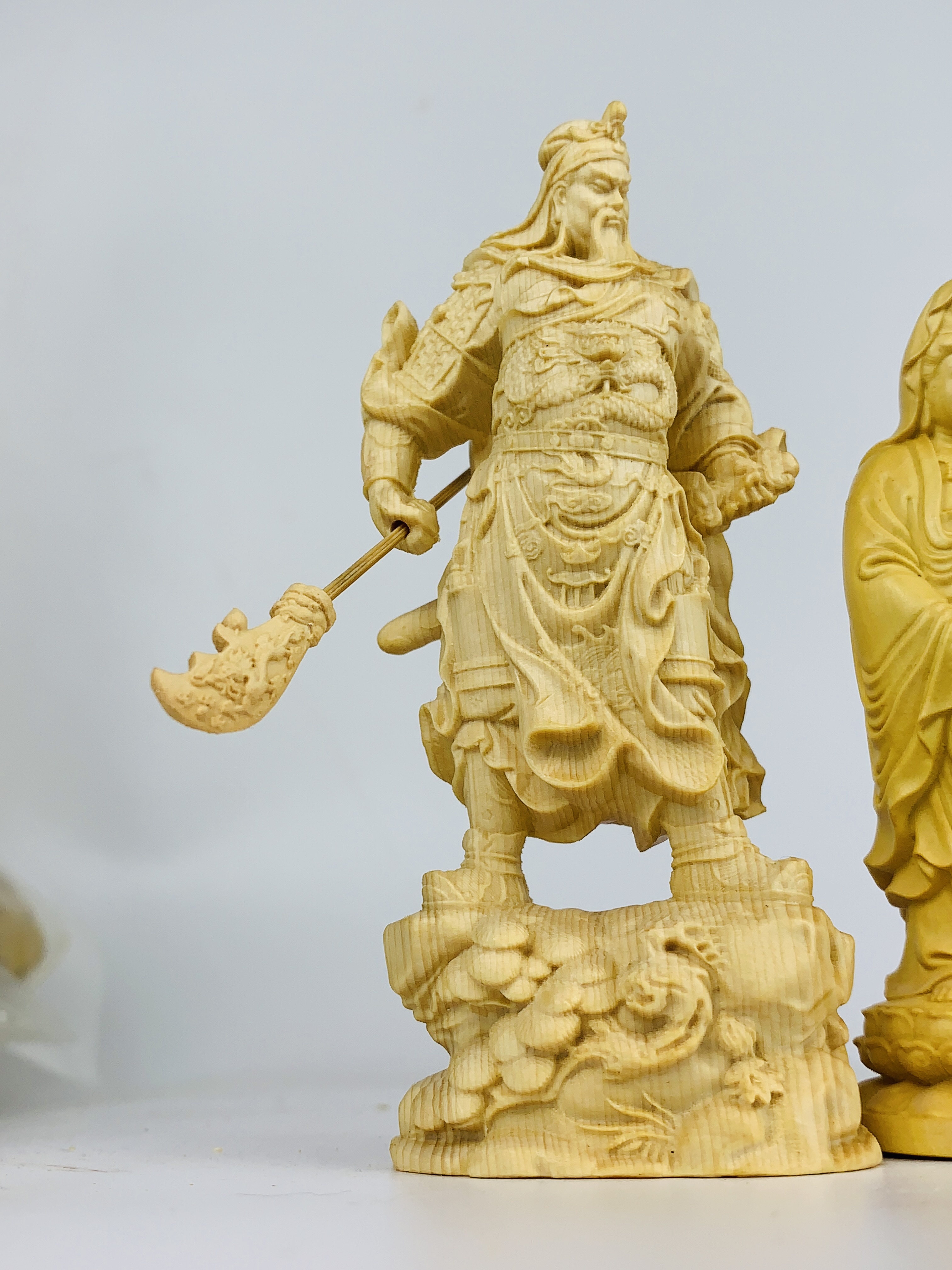 YMS 木雕精致小神像（多种款式 细致雕刻）神像 小神像 枟木小神像 黄杨木小神像 济公 三太子 观音 赵光明武财神 财神 关公 木色小神像 ...