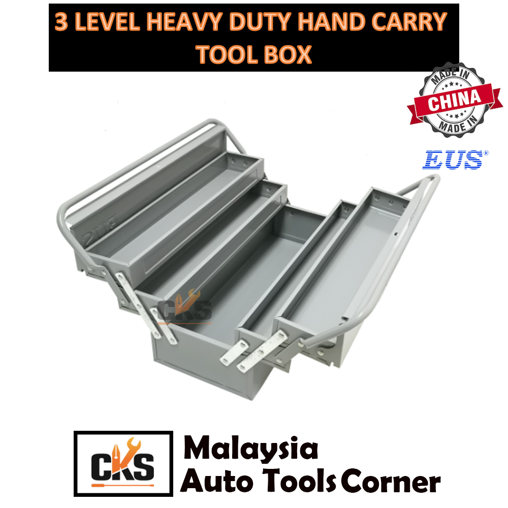 EUS 3 Level Heavy Duty Hand Carry Tool Box 3 Layer Metal Box Tool ...