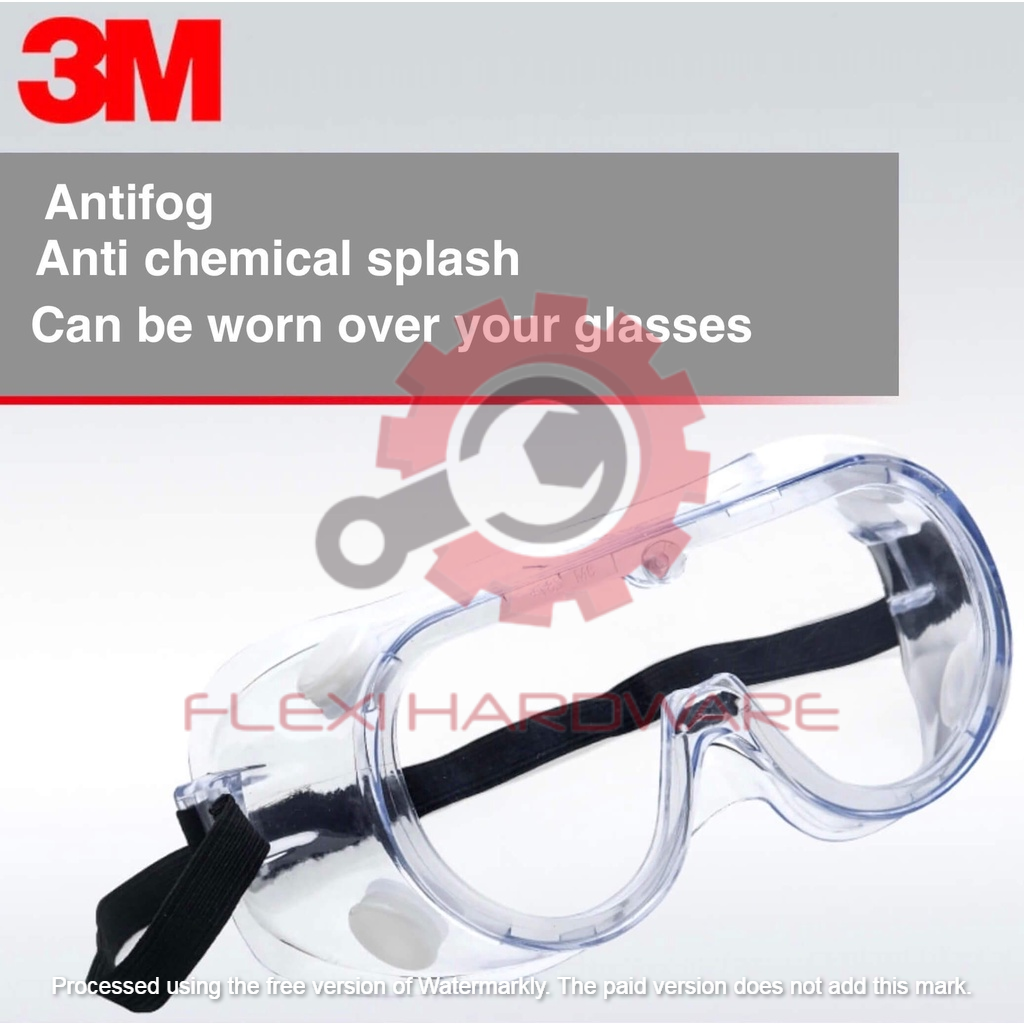 3M 1621AF Safety Goggles Anti Fog [Clear/ Transparent] Polycarbonate ...