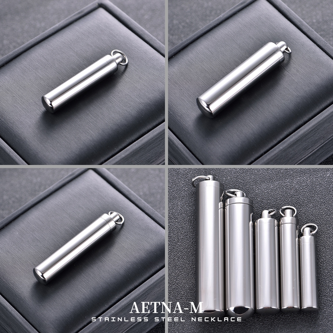 Cylinder Pendant Bottle Amulet Pendant Stainless Steel Openable Pendant ...