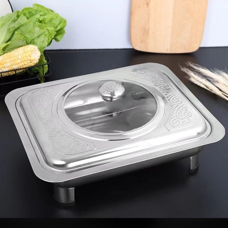 Container🍯 Stainless Steel Buffet Embossed Buffet Food Tray Serving ...