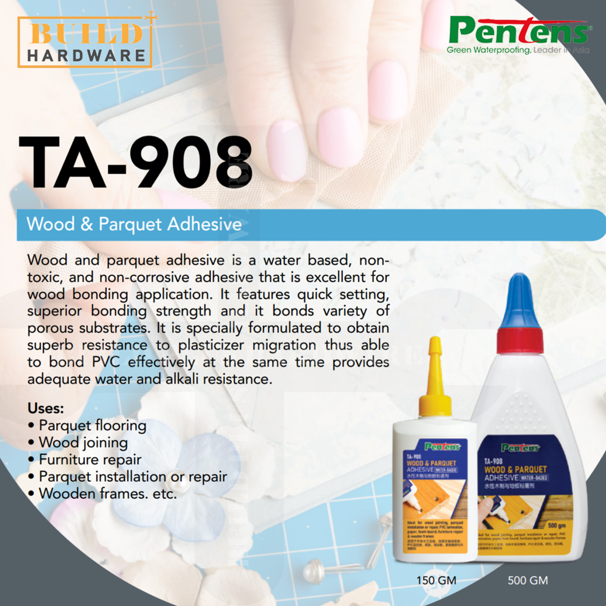 PENTENS TA-908 WOOD & PARQUET ADHESIVE 150g | Water-Based Wood Glue Gum ...