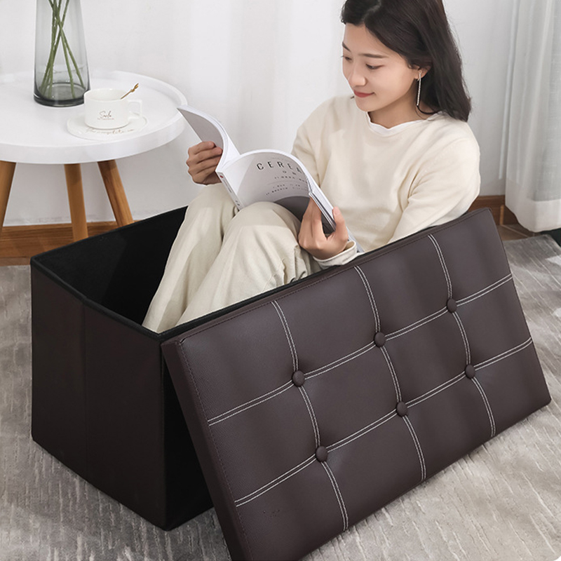 𝐀𝐌𝐏𝐋𝐄 𝐒𝐏𝐀𝐂𝐄 110L 2 In 1 PU Leather Foldable Storage Stool Chair Folding ...
