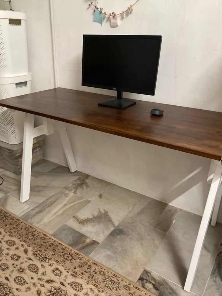 𝗫𝗭 Hagen Table Set White Leg 100% Solid Rubberwood Table Top Meja Makan ...