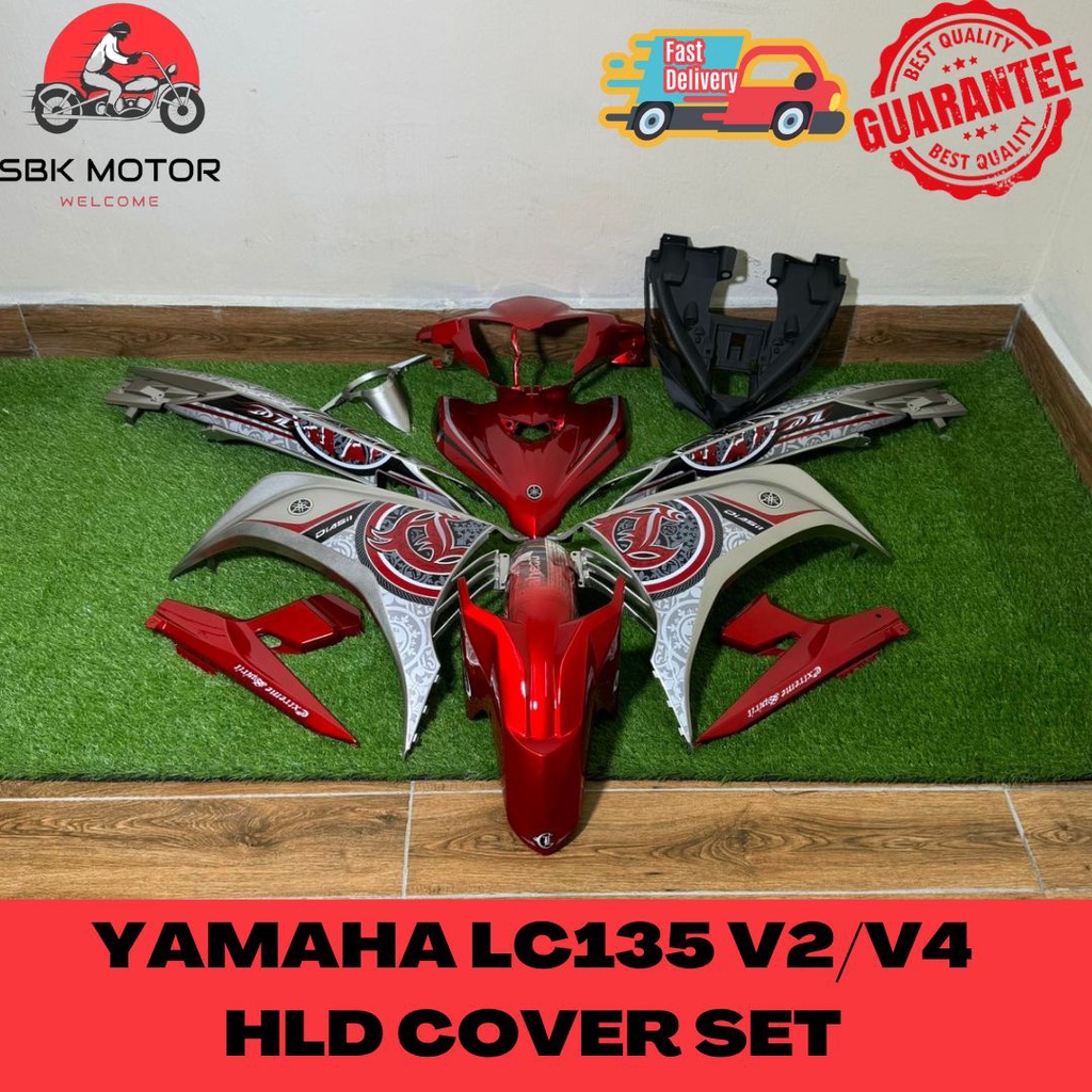 YAMAHA LC135 V2/V4 MERAH BATIK BATIK GREY RM7+S3 COVER SET 10TH ...