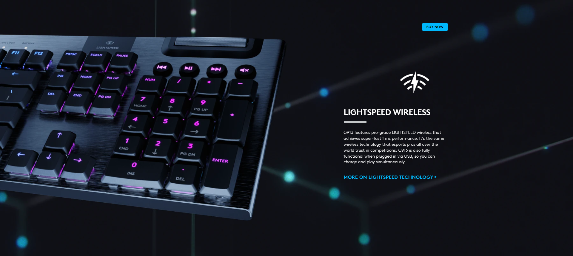 Logitech G913 LIGHTSPEED Wireless RGB Mechanical Gaming Keyboard | Low ...