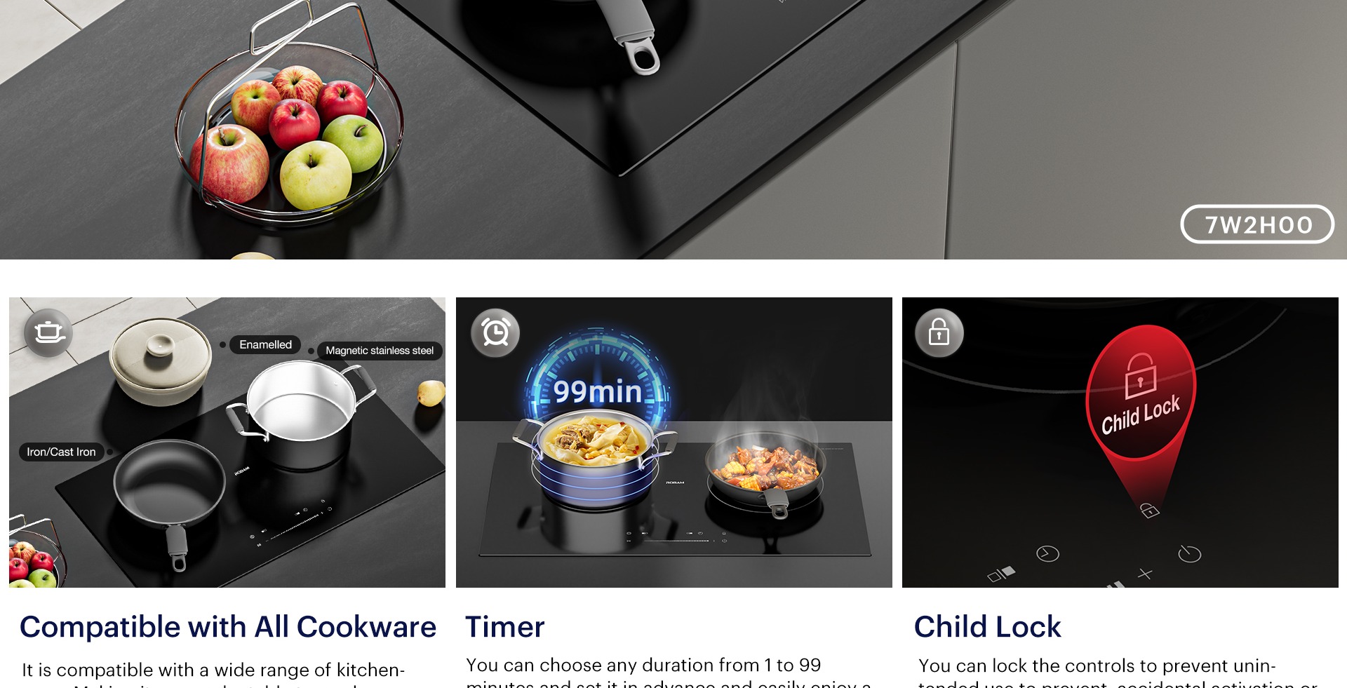 ROBAM Electric Hob With 2 Ceramic Cooking Zone SRB-7W2H00 | Shopee Malaysia