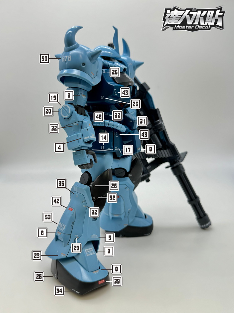 (Master) Waterslide Decal - MG 1/100 Gouf Custom (Fluorescent) MS-07B-3 ...