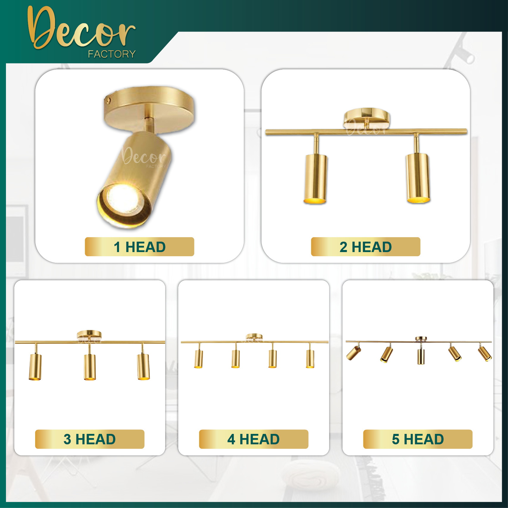 [FREE BULB] LED Gold Track Light Lampu Track Ceiling Lighting with GU10 ...