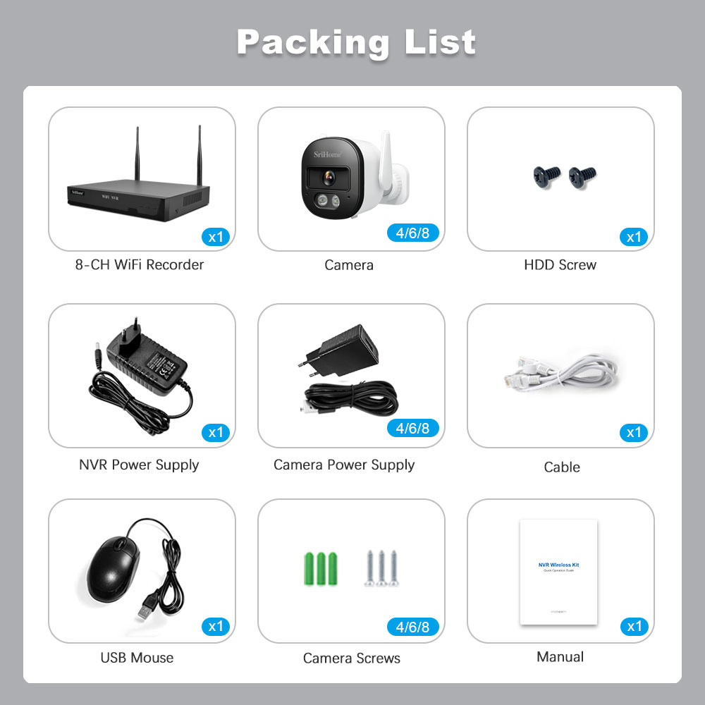 (5MP) SriHome NVS001E-IPC056 NVR WiFi Wireless Security System 4 ...