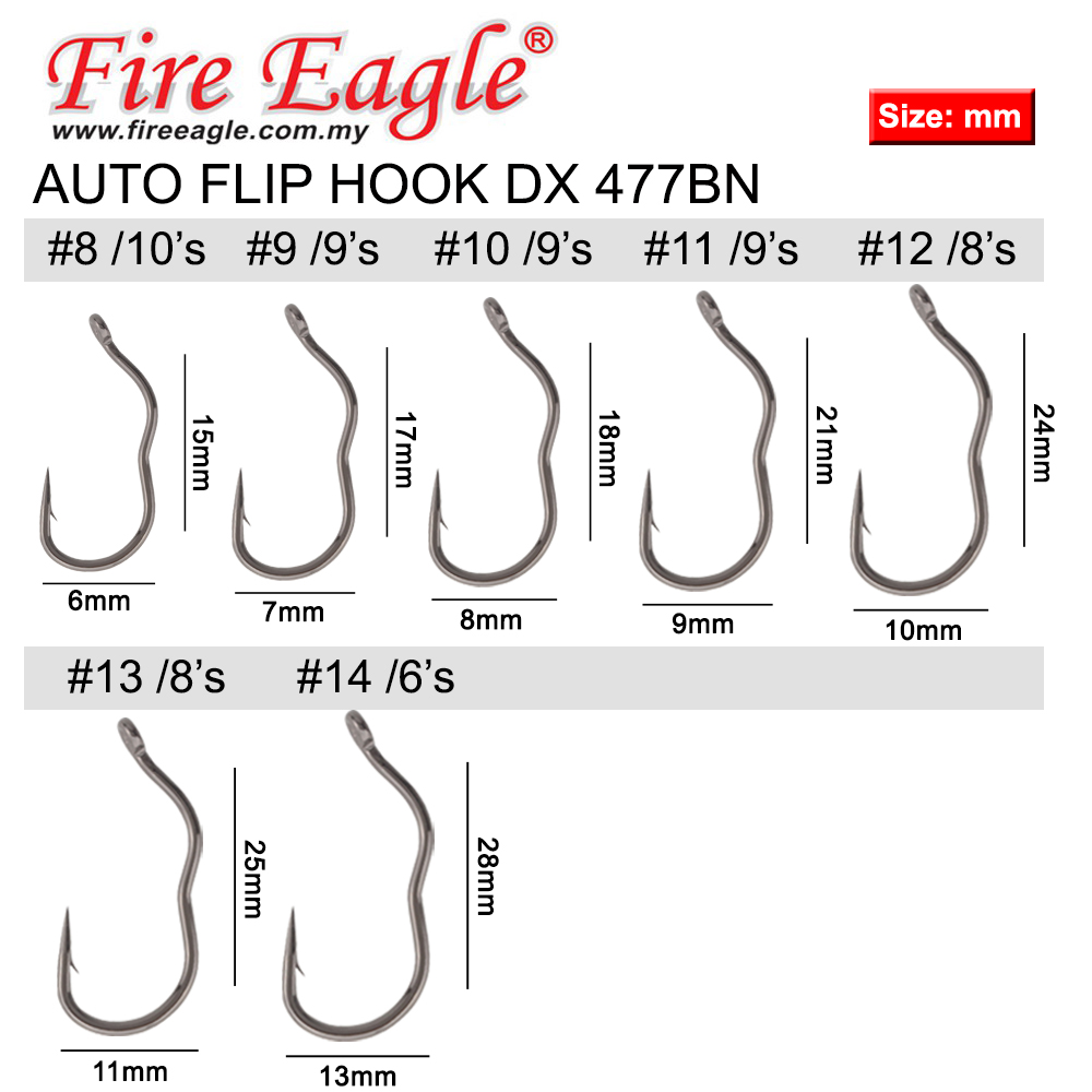 (6-10'S) Fire Eagle Auto Flip Hook DX 477BN Fishing Hook Automatic ...