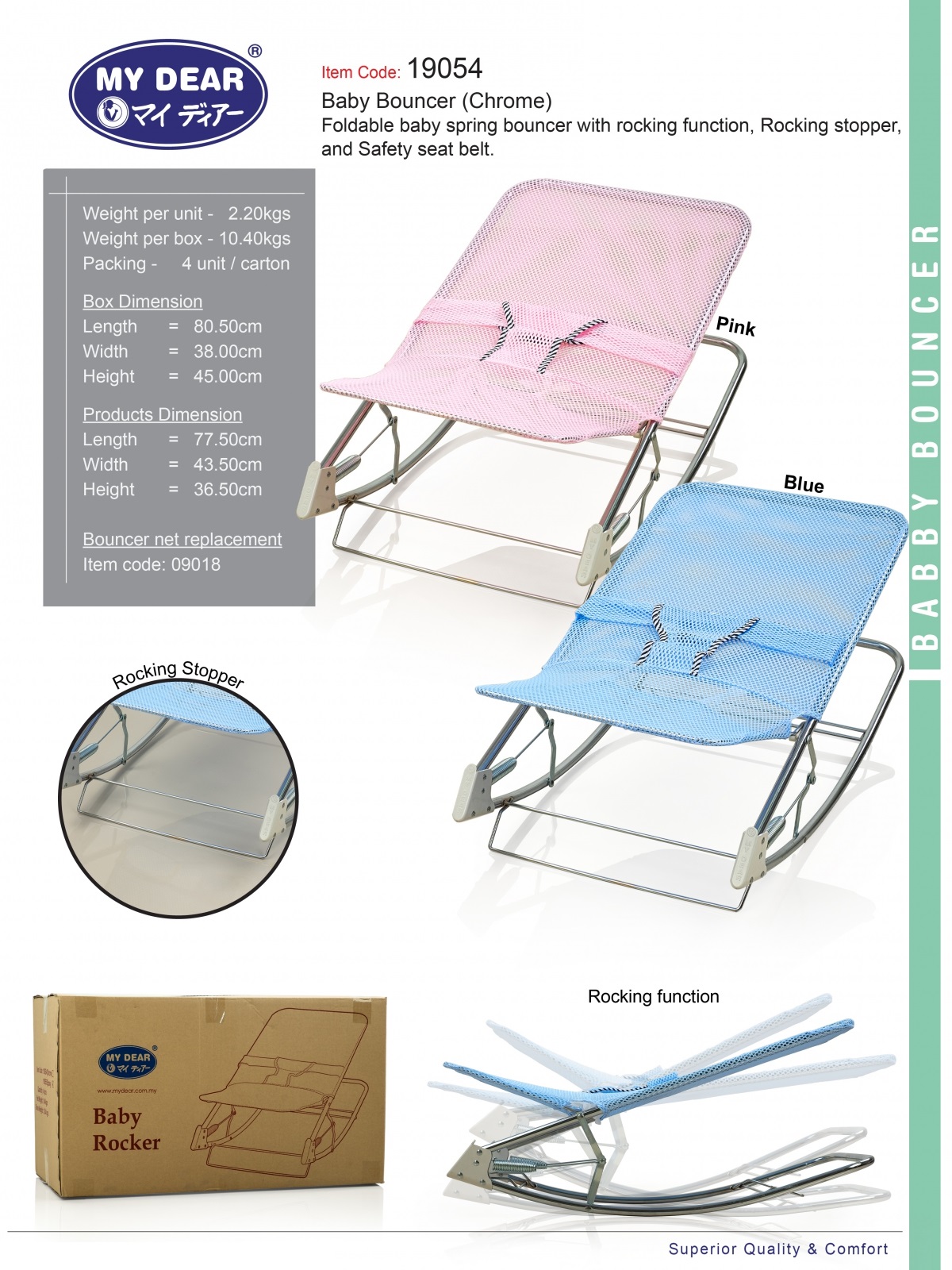 My Dear Spring Bouncer Chair Baby Bouncer (Chrome) Baby Rocker Bouncer ...