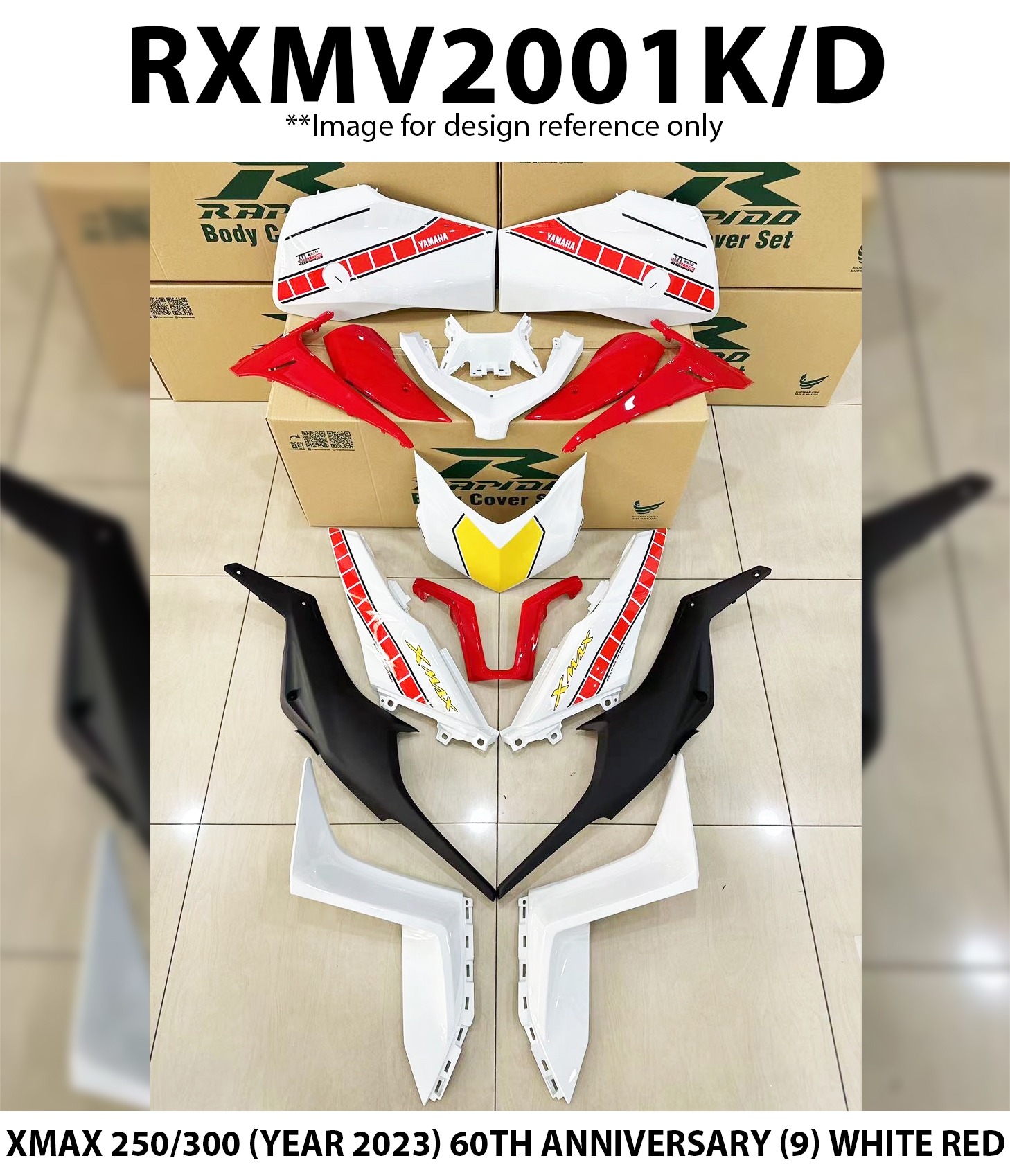 Cover Set Rapido Yamaha XMAX 250 / 300 V1 V2 60TH ANNIVERSARY (1) WHITE ...
