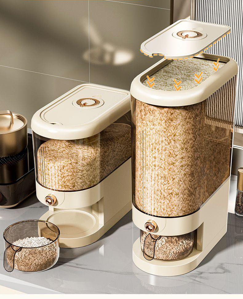 CYCF Aesthetic Minimalist Rice Dispenser Storage Tower 5/10KG with ...