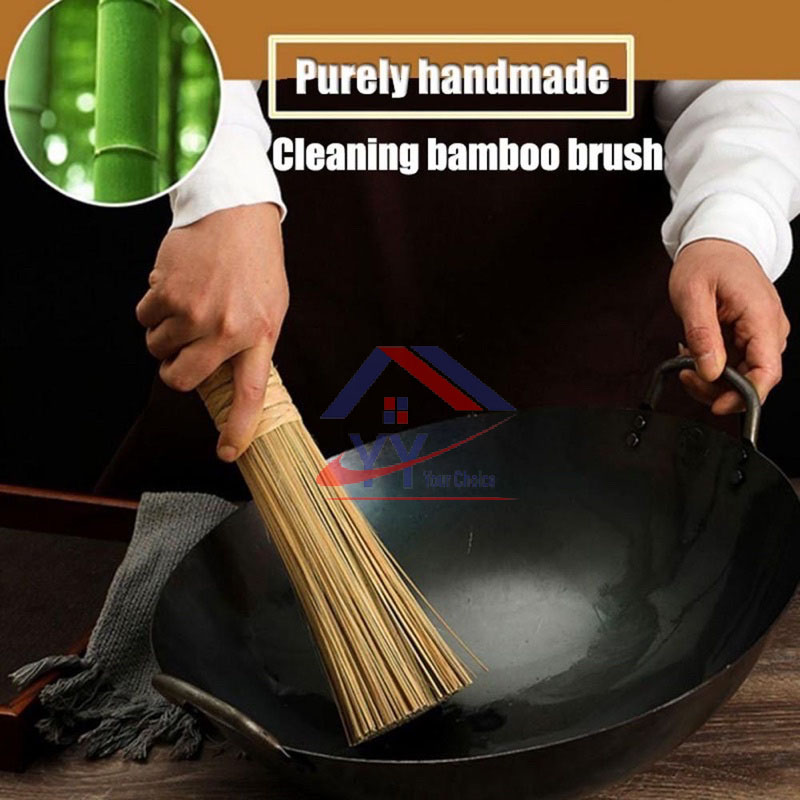 Wok Brush(Kasar/Thick)/Bamboo Pot Brush/Wok Cleaning Tool/Berus Kuali ...